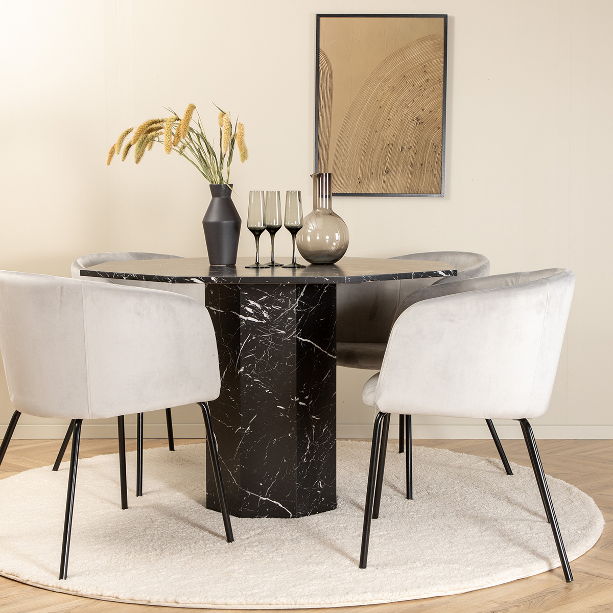 Matgrupp Venture Home Monte Carlo matbord och Bergen matstol Ljusgrå ...