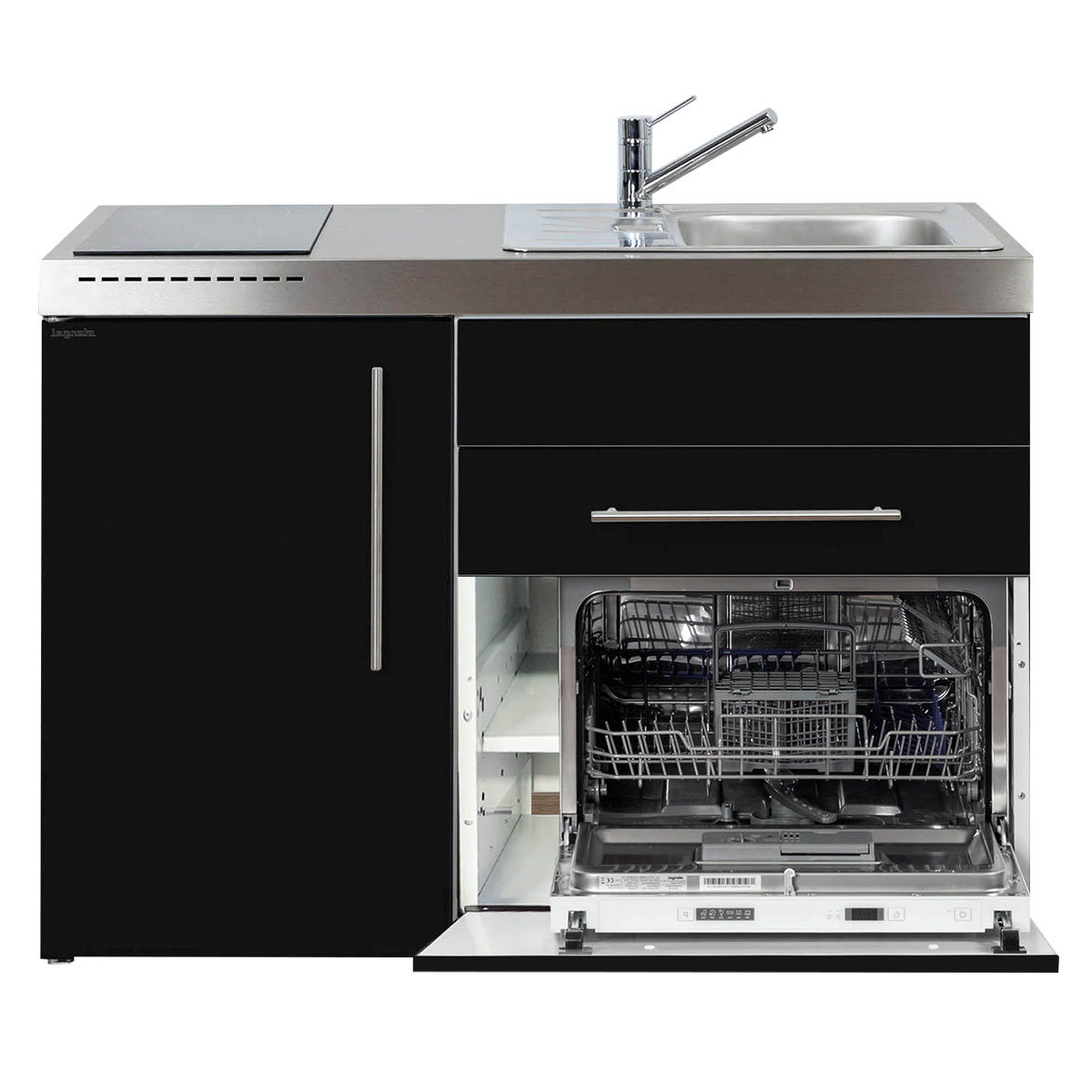 Minikök Intra Premiumline MPGS-120 Med Häll, Diskmaskin & Låda Svart ...